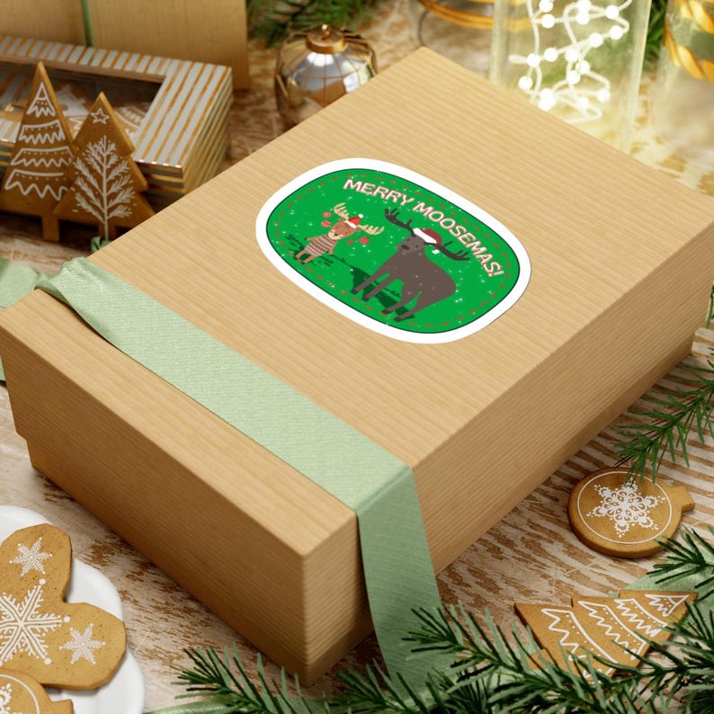 Merry Moosemas Holiday Moose Sticker for Christmas Holiday Funny ...
