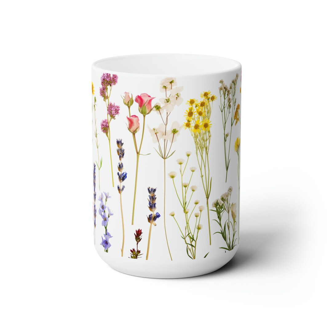 Pressed Flower Mug, Cottagecore Coffee, Boho Esque Ceramic Mug ...