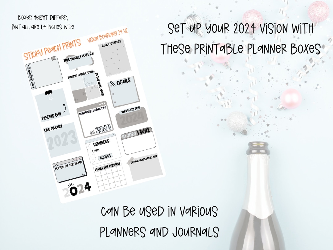 Neutral 2024 Vision Board Printable Stickers: Instant Download ...