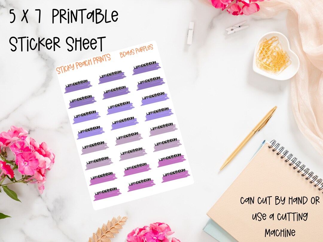 Purple Birthday Boxes Printable: Planner Stickers, Printable, Print and ...