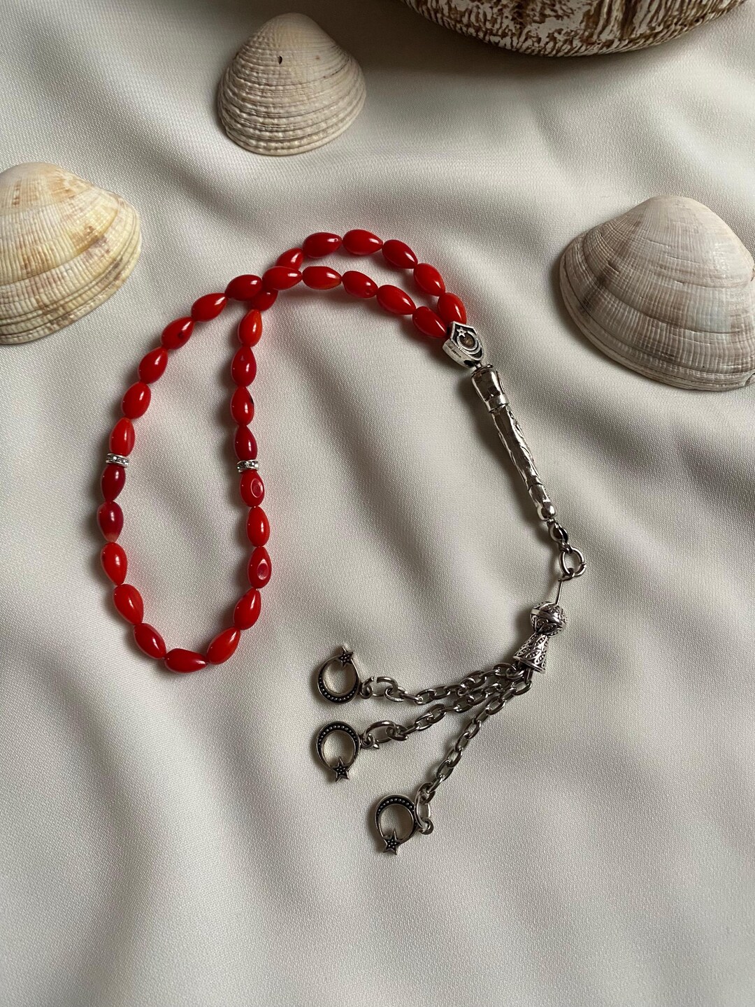 High-quality Red Coral Tasbih,handcrafted and Elegant,33beads,tasbeeh ...