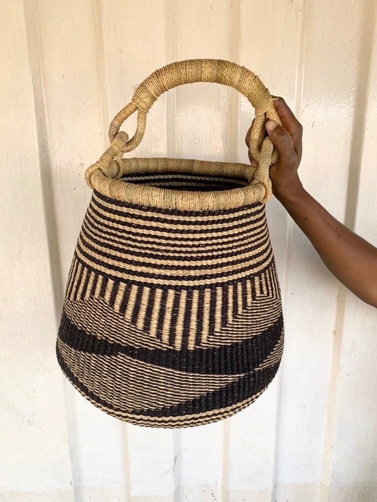 Bolga Pot Basket,large Basket, Round Basket,african Market Basket ...