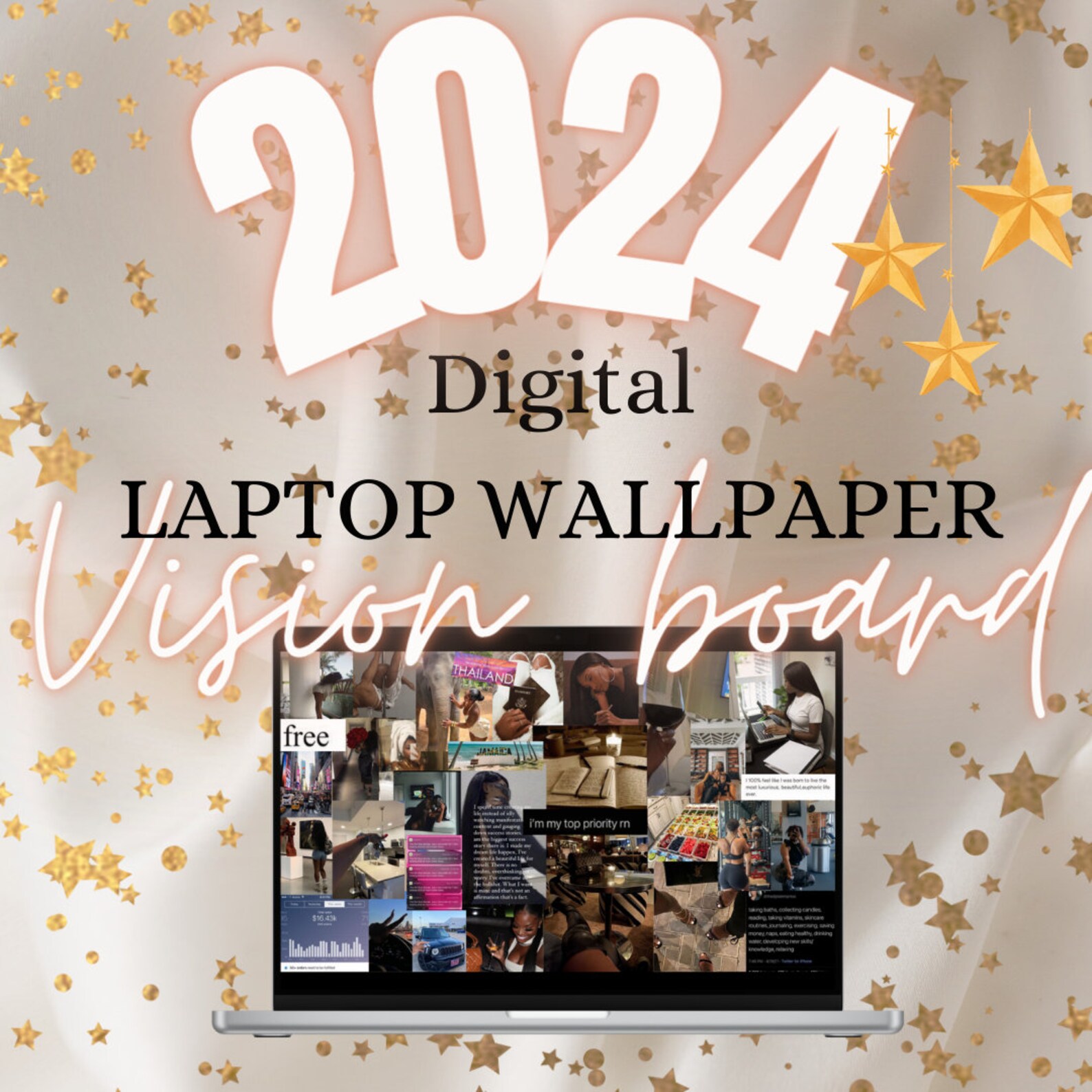 New Year Digital Vision Board Template, Vision Board Desktop/laptop ...