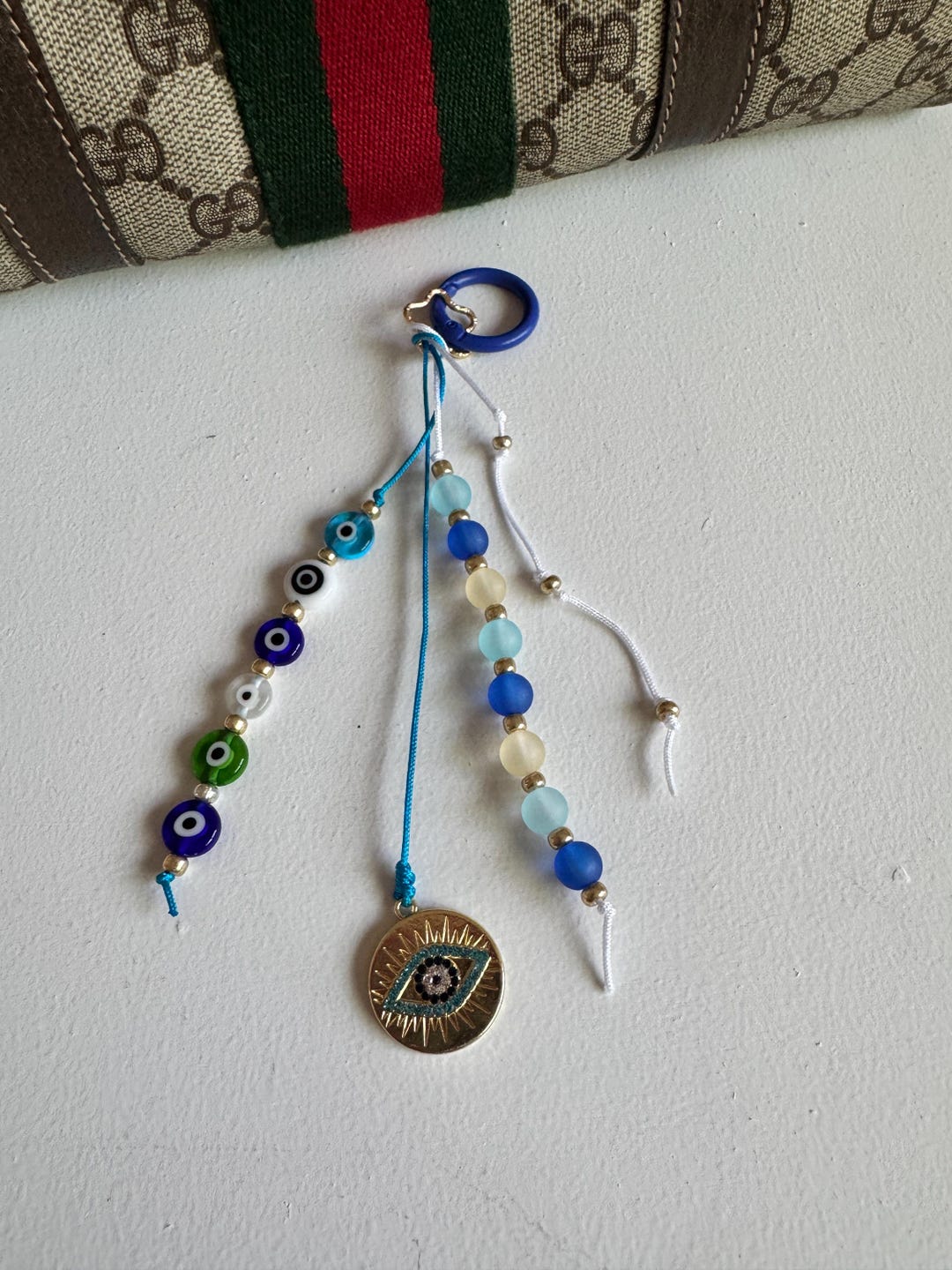 Colorful Evil Eye Bag Charm, Pearl, Gold, Hamsa, Keychain Belt ...