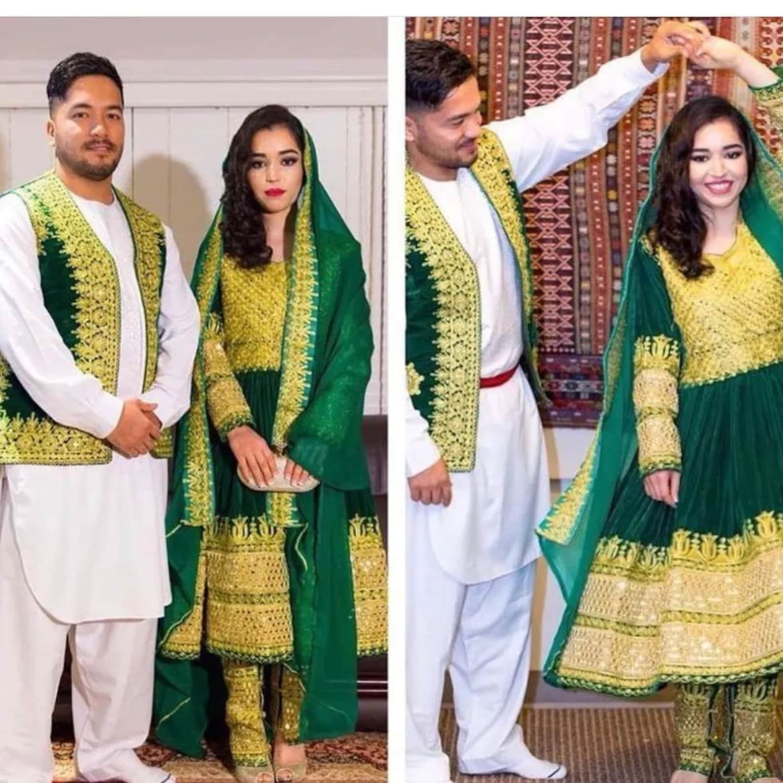 Elegance of Afghan Tradition Handcrafted Matching Attire for Couples ...