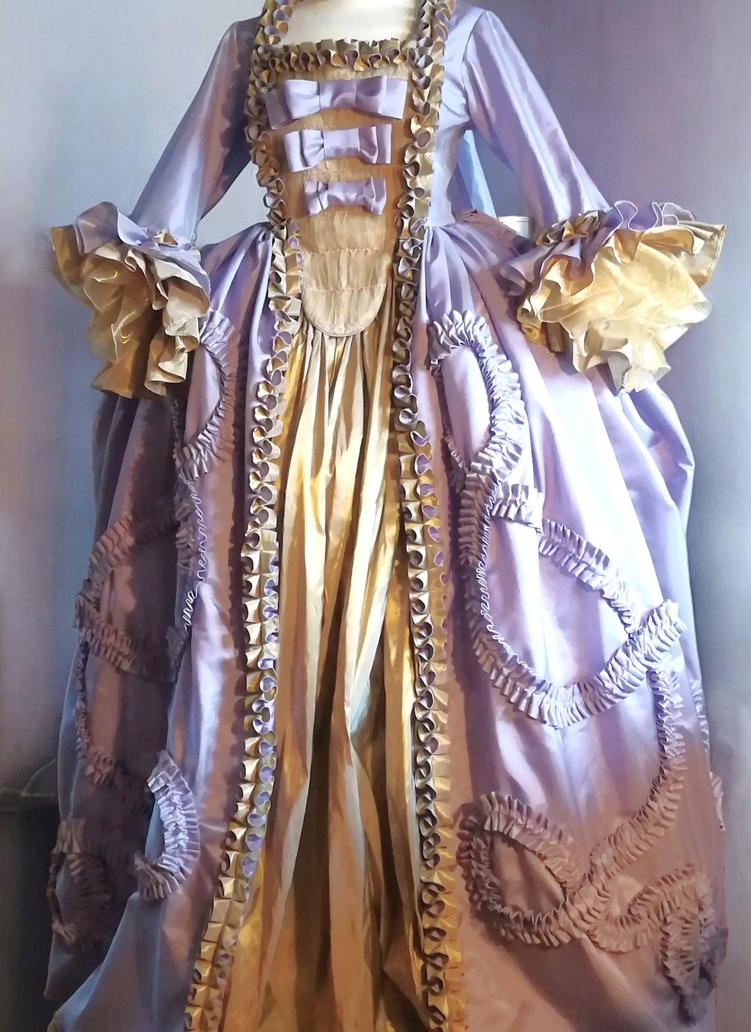 Handmade Robe a La Francaise: Embroidered Silk Taffeta 18th Century ...