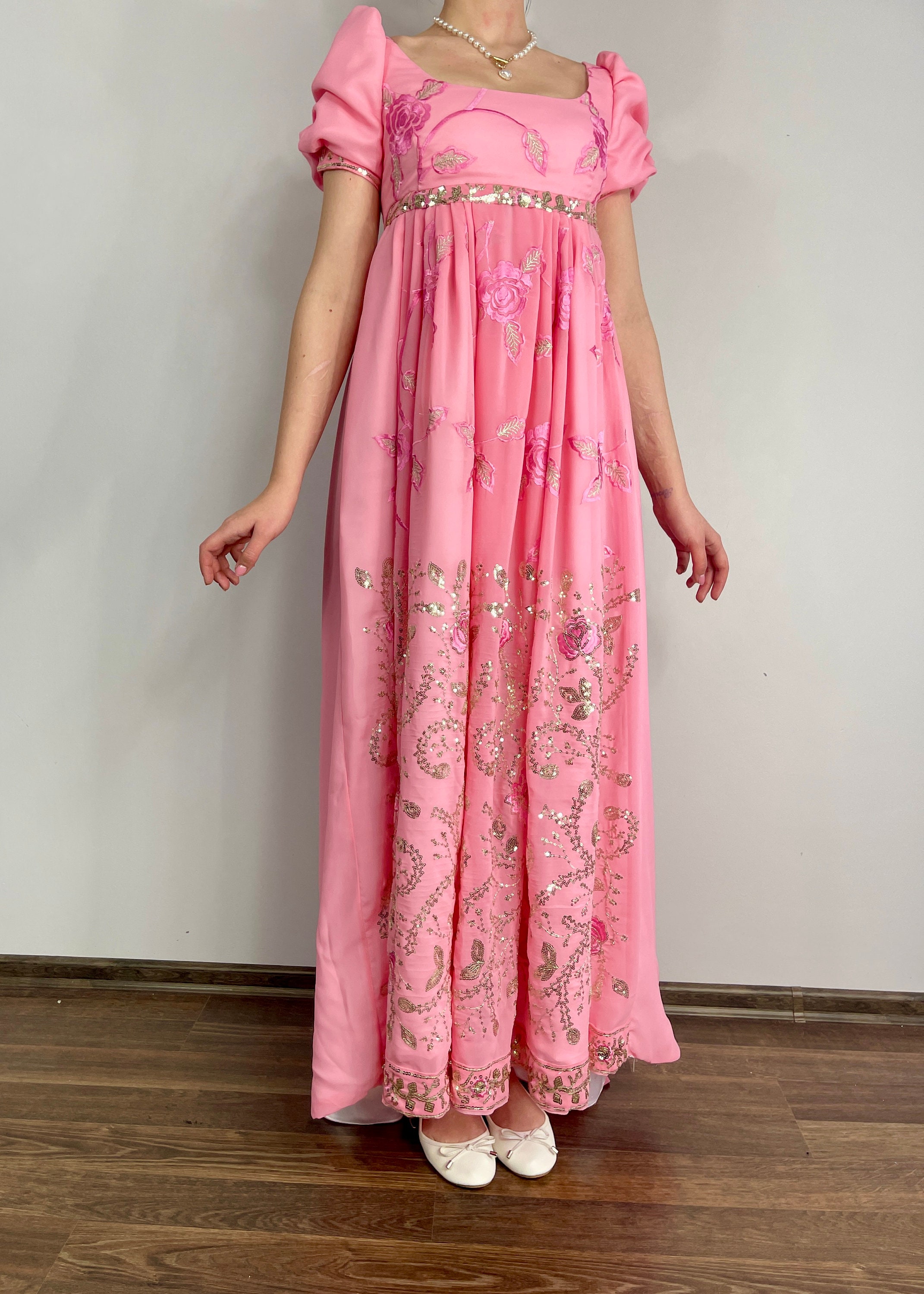 Ready to Ship One of A Kind Bridgerton Inspired Pink Gold Lace Regency ...