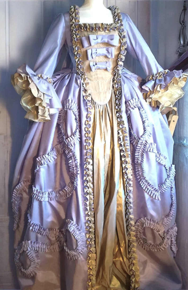 Handmade Robe a La Francaise: Embroidered Silk Taffeta 18th Century ...