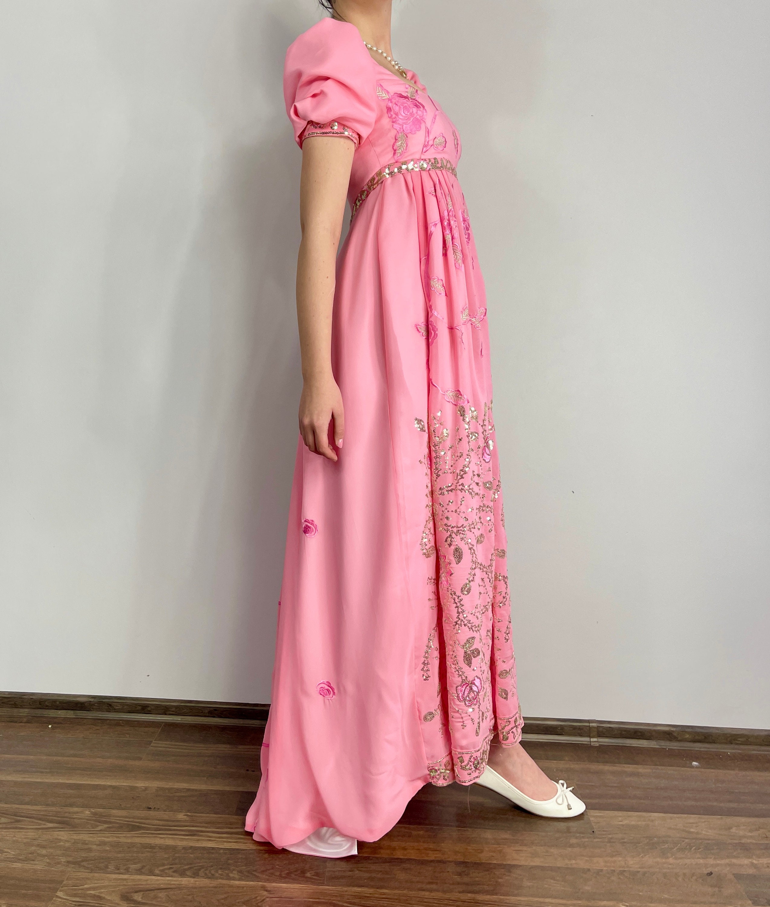 Ready to Ship One of A Kind Bridgerton Inspired Pink Gold Lace Regency ...