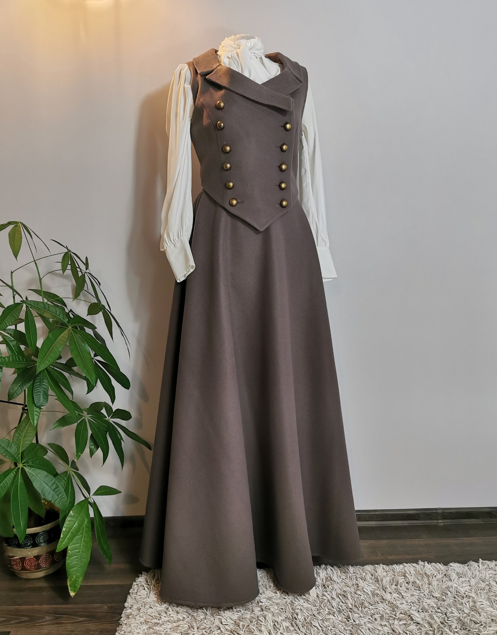 Edwardian Tweed Suit: Victorian Wool Vest and Skirt Set (size S) - Etsy