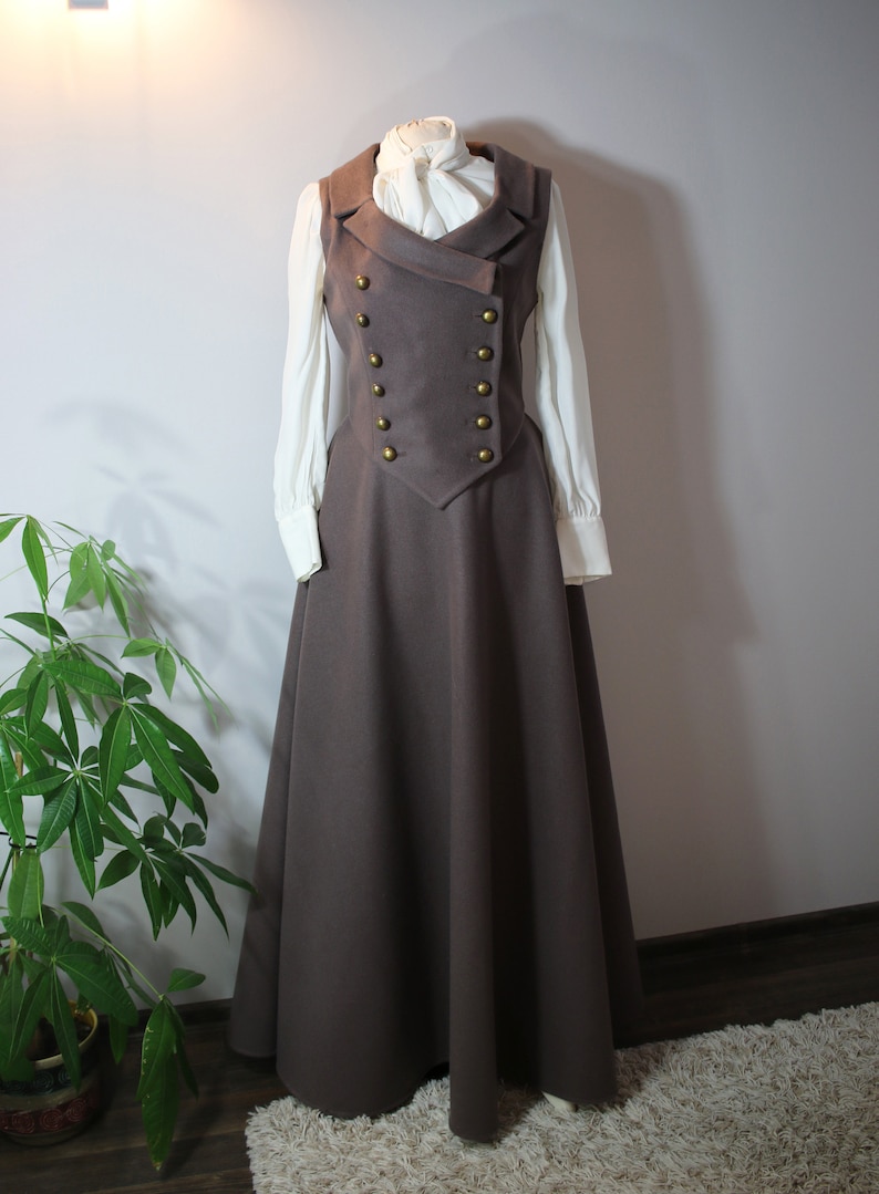 Edwardian Tweed Suit: Victorian Wool Vest and Skirt Set (size S) - Etsy