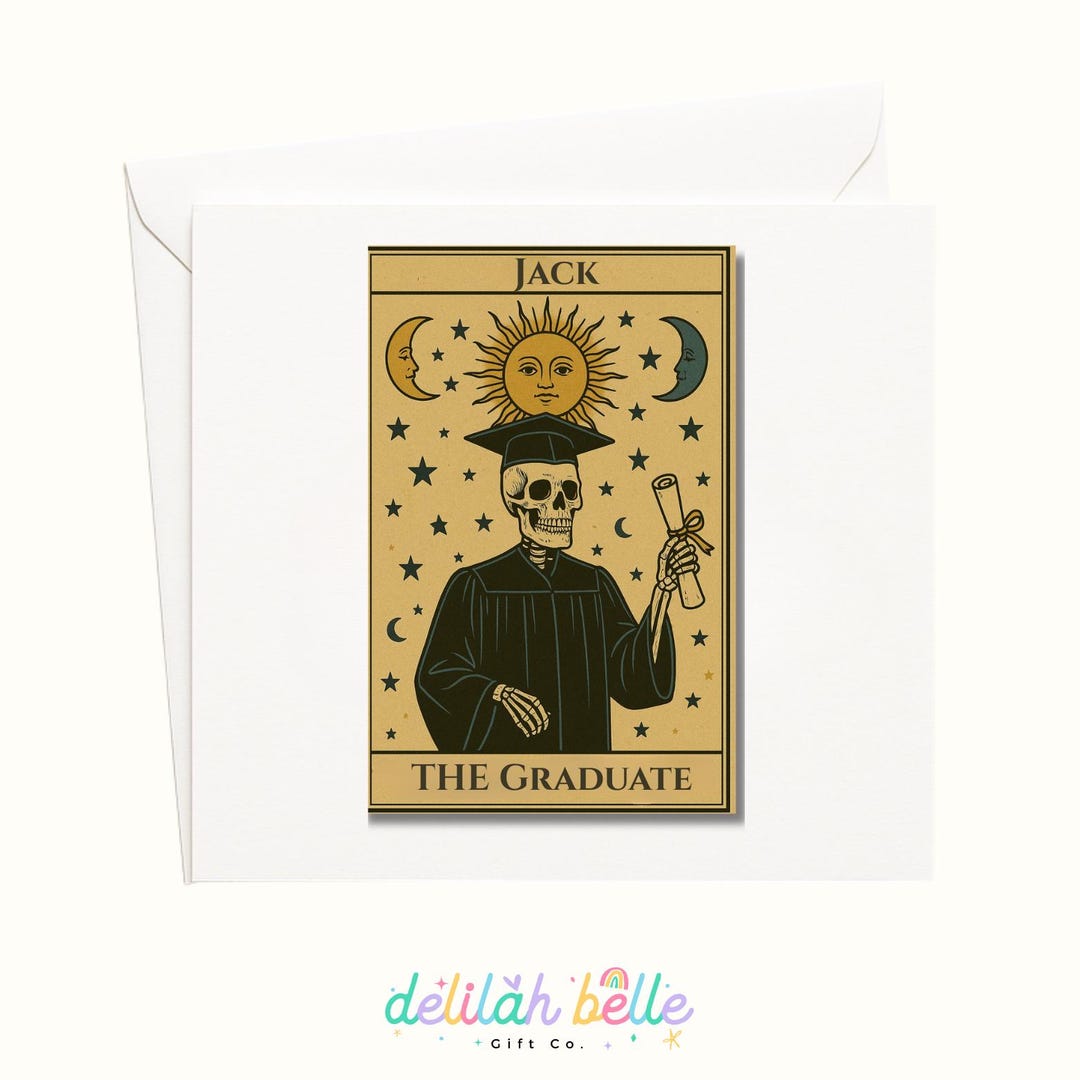 Gothic Graduation Card – Personalised Tarot-style Skeleton “the ...