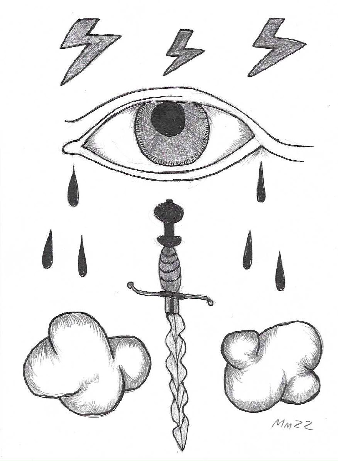 Eye and Sword : Original Framed Drawing - Etsy