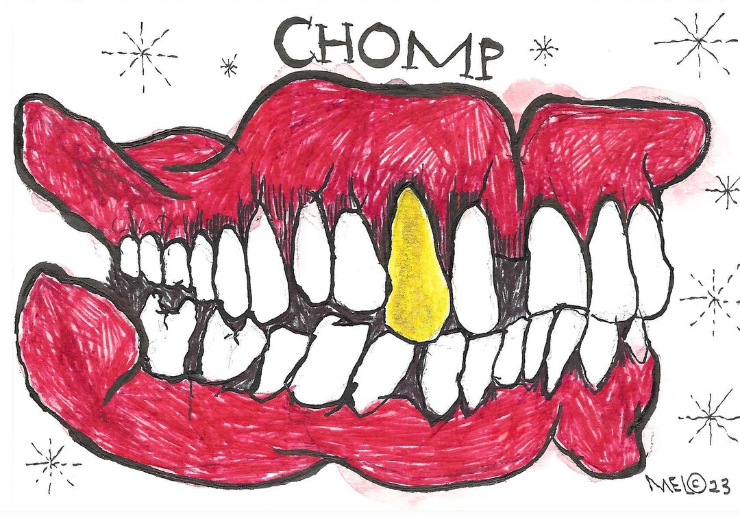 Chomp: Framed Mixed Media Drawing - Etsy