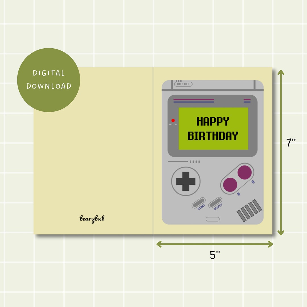 Printable Game Boy Theme Birthday Card - Etsy