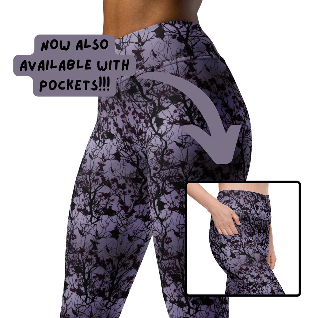 Leggings - Gothic Spooky Purple Tree Top - High Waisted Funky Ladies ...