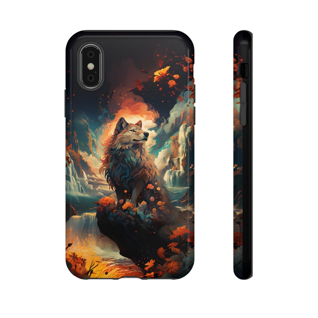 White Wolf Phone Case, Waterfall Wolf Phone Cover iPhone Pro, Plus, Max ...