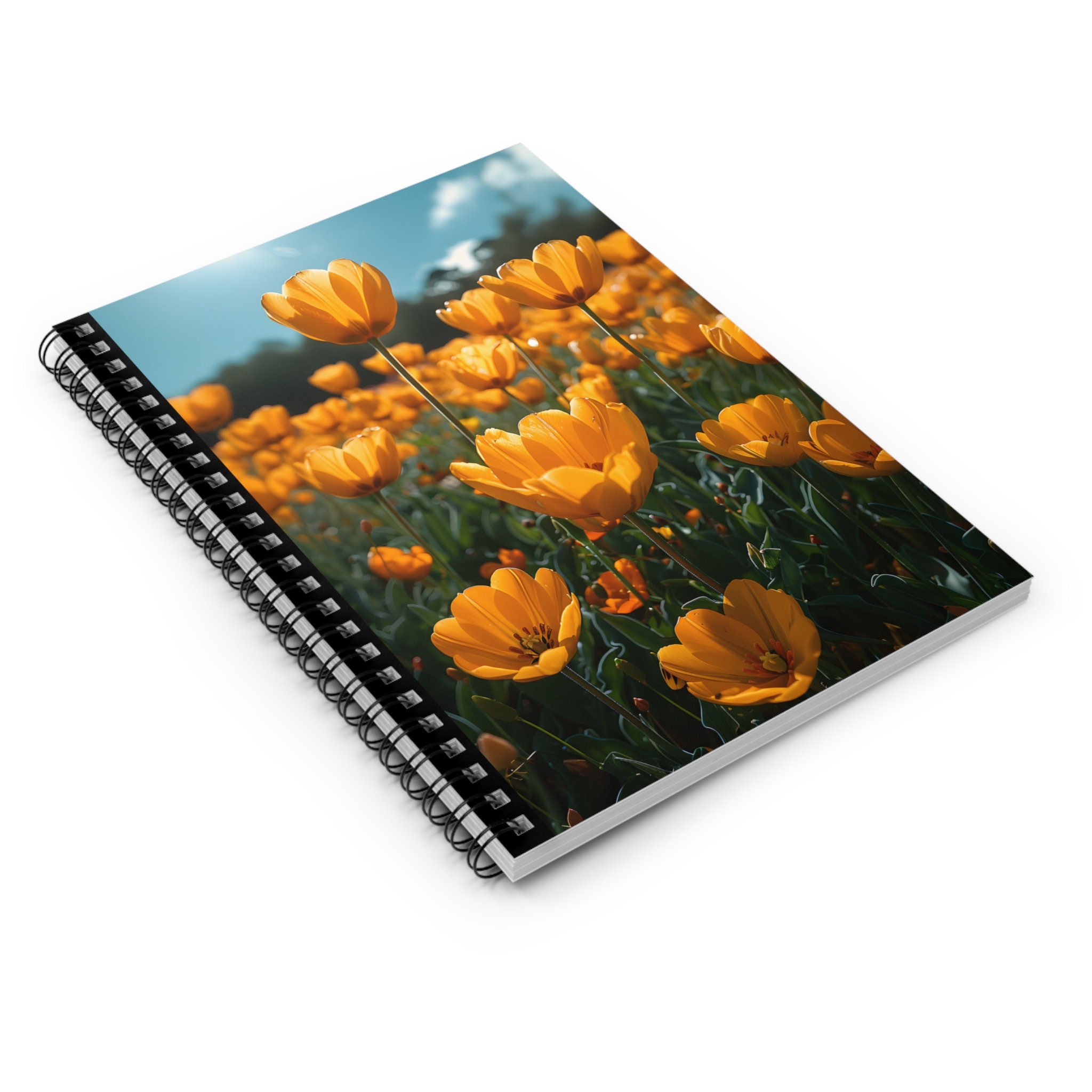 Beautiful Yellow Tulips Spiral Notebook, Spring Time Journal, Flower ...