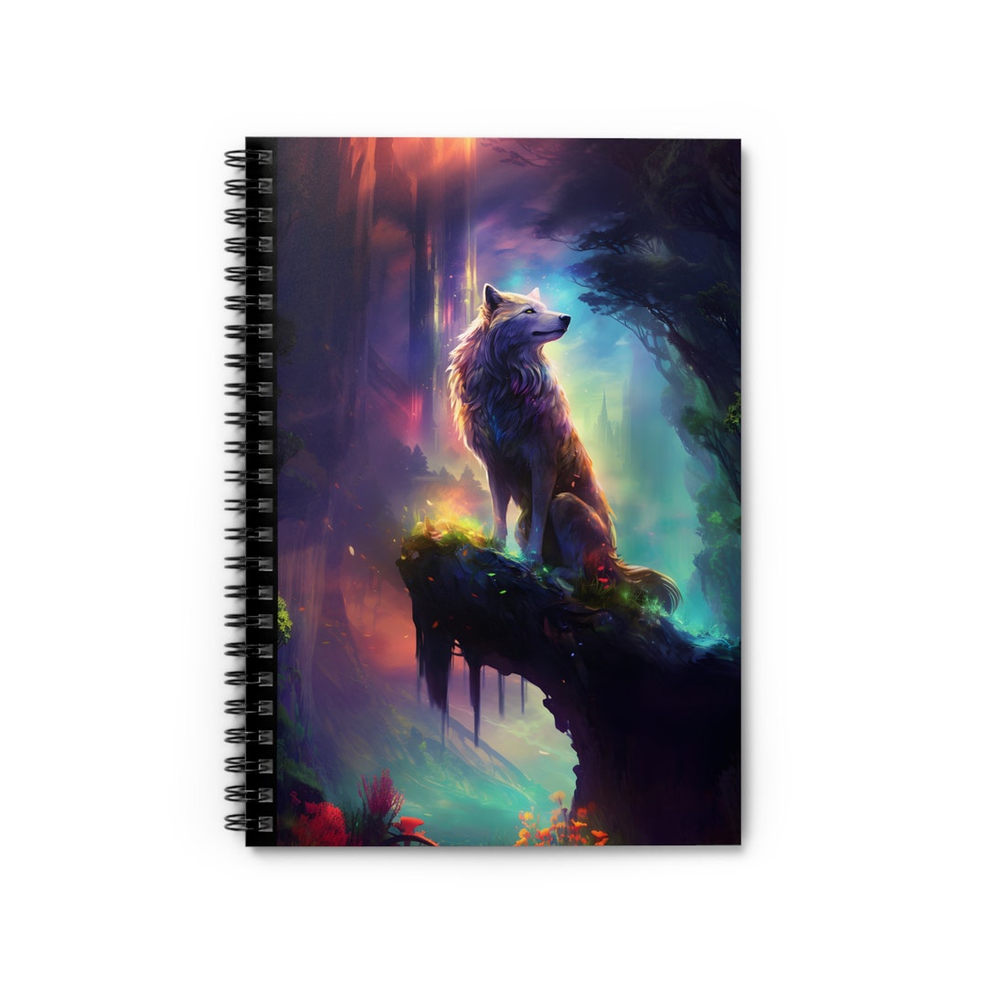 White Wolf Notebook, Fantasy Wolf Spiral Notebook. Great Journal ...