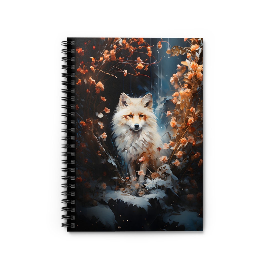 Winter Fox Spiral Notebook, Winter Snow and Flowers Journal, Woodland ...