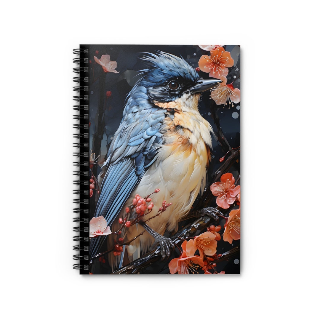 Blue Bird Spiral Notebook Journal, Bird Lover Journal, Cute Bird Diary ...