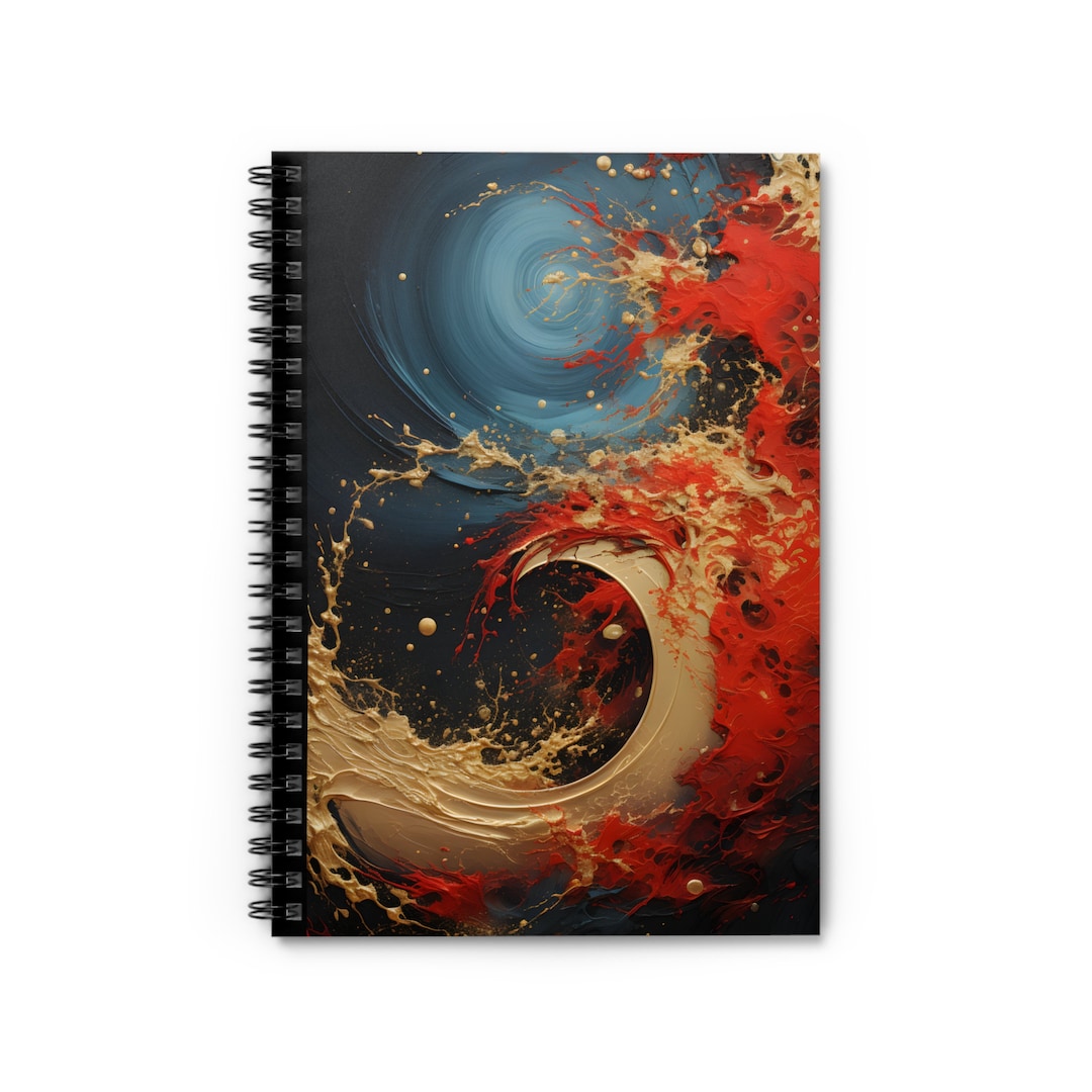 Modern Ocean Waves Art Notebook, Abstract Night Moon Journal ...