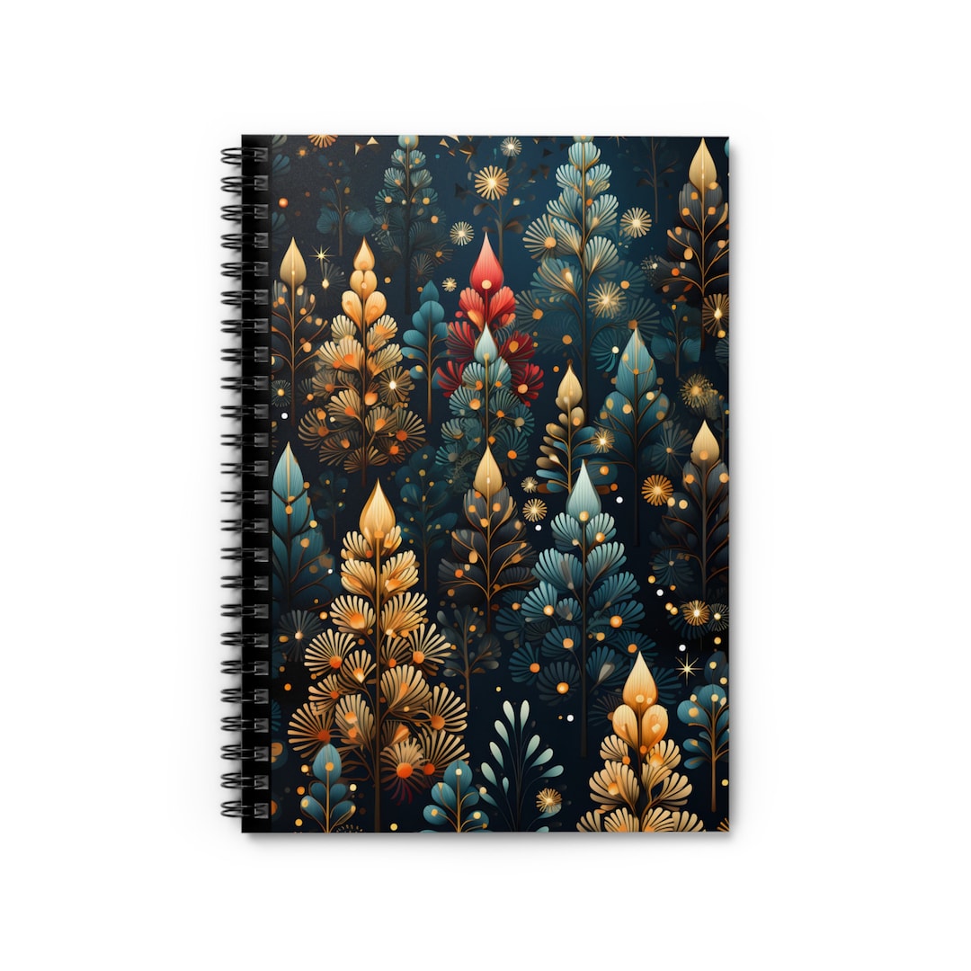 Winter Night Christmas Lights Spiral Notebook, Christmas Trees Journal ...
