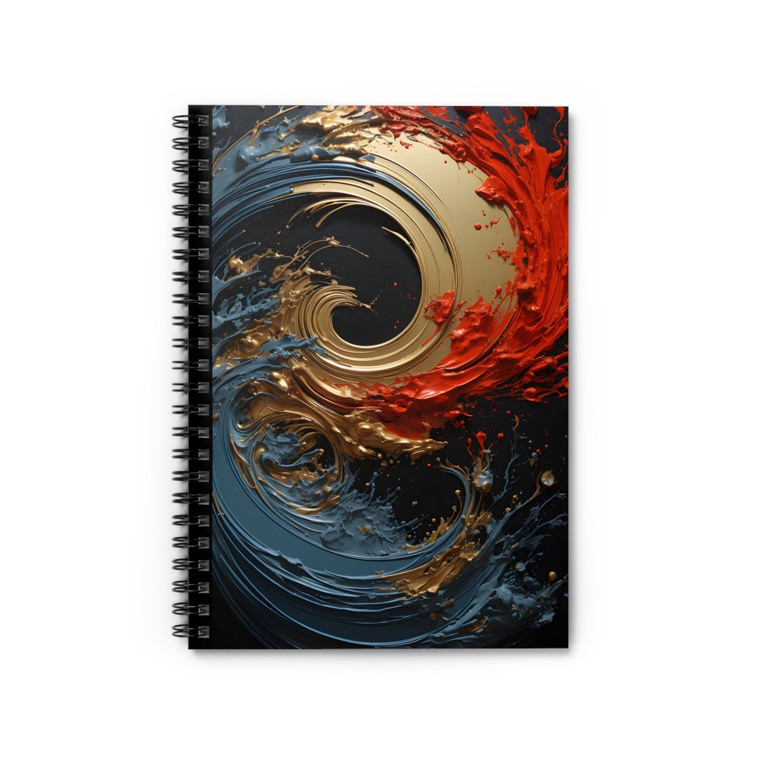 Abstract Ocean Waves Spiral Notebook, Contemporary Art Tidal Waves ...