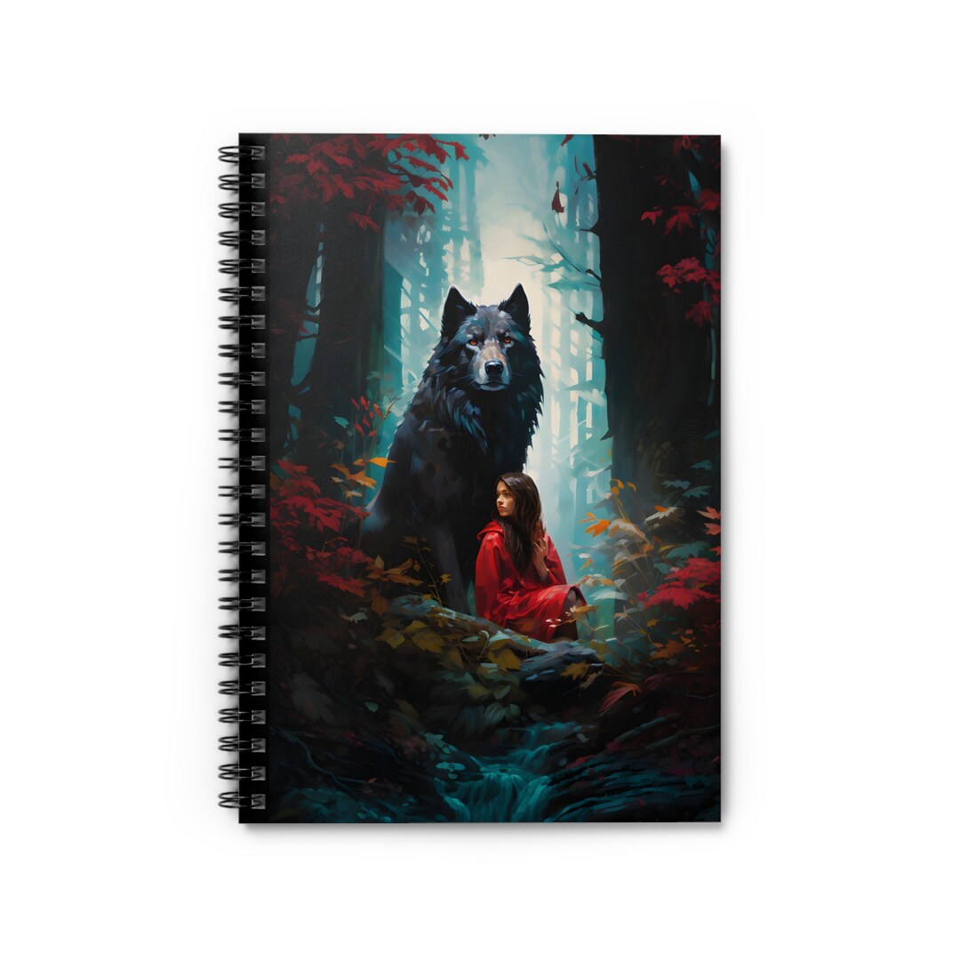 Black Wolf Journal, Girl and Wolf Spiral Notebook. Great Journal ...