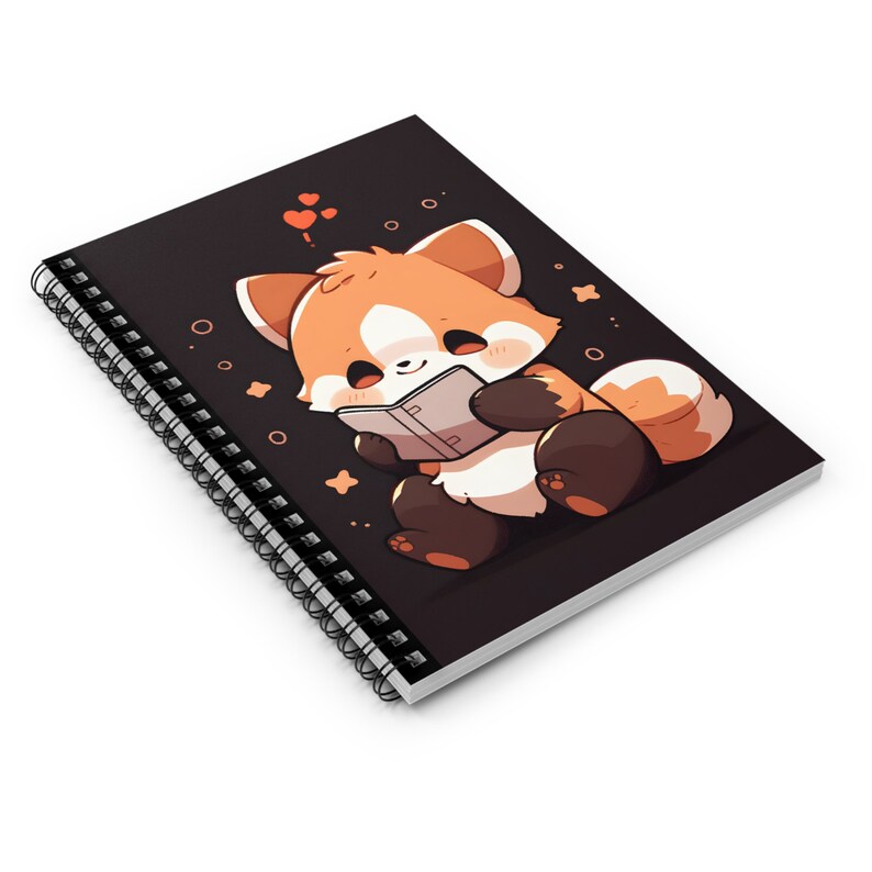 Cute Red Panda Reading Spiral Notebook, Kawaii Panda Daily Journal ...