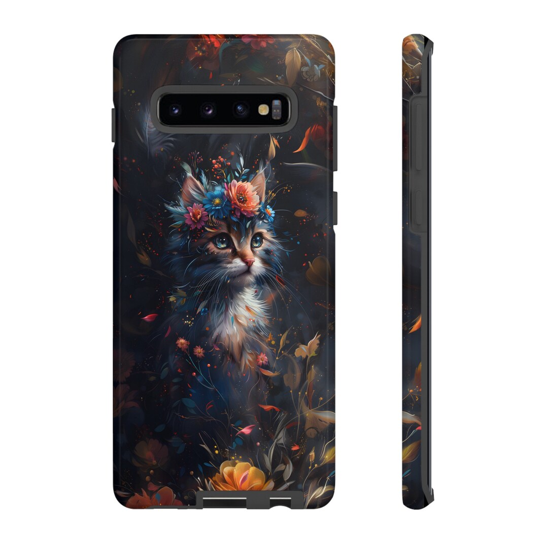 Beautiful Maine Coon Cat Phone Case, Beautiful Cat Phone Cover, Floral ...