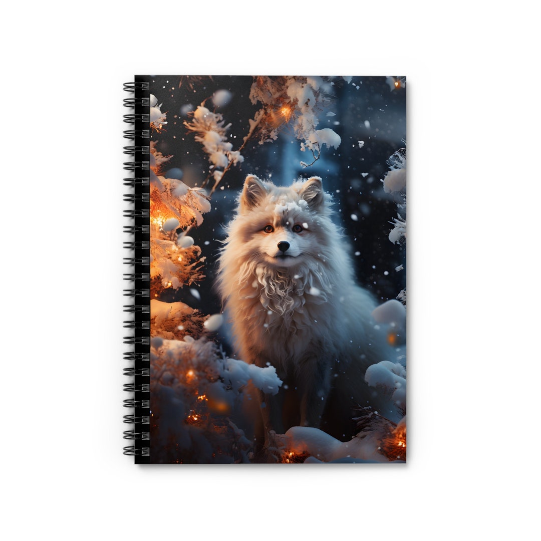 White Fox Spiral Notebook, Snow Fox Journal, Winter Fox Student ...
