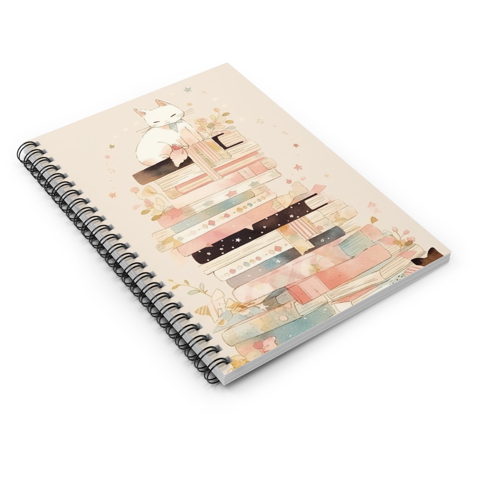 Book Lovers Spiral Notebook, Cat and Books Journal, Mental Health ...