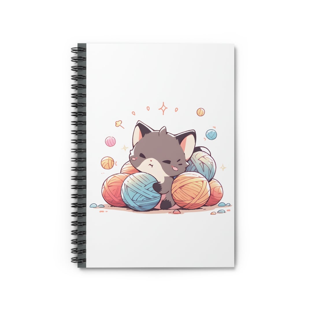 Kawaii Cute Cat Spiral Notebook, Anime Cat Mental Health Journal, Cat ...