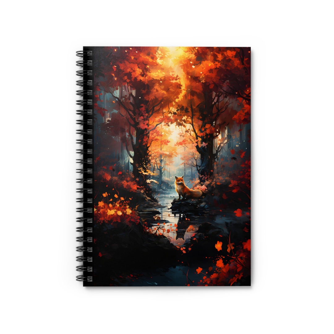 Sunrise Fox Notebook, Autumn Trees Journal, Fall Colors Gift, Nature ...