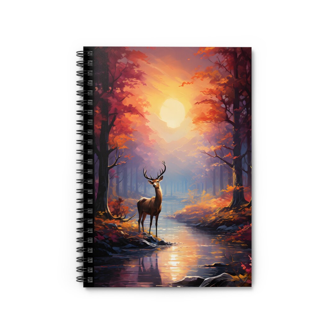 Rustic Fall Trees Notebook, Lake Inspired Journal, Deer Lake Diary ...