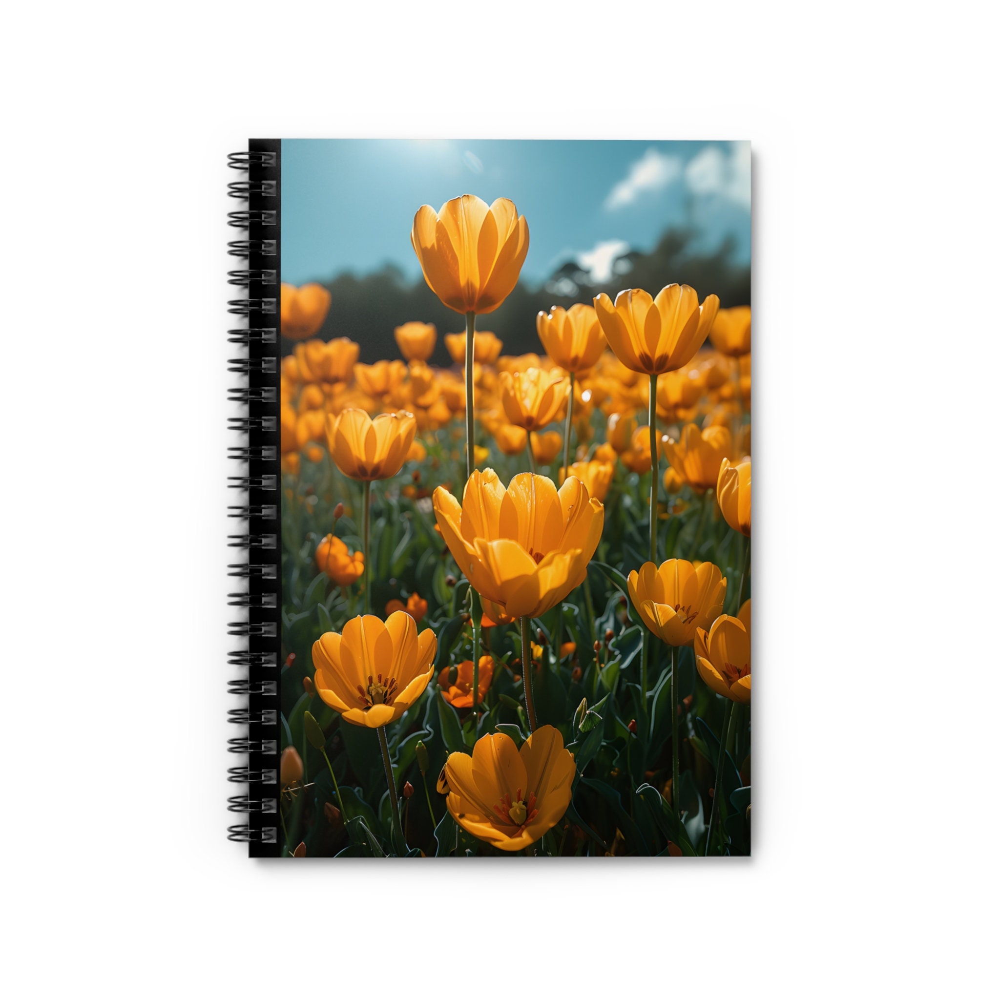 Beautiful Yellow Tulips Spiral Notebook, Spring Time Journal, Flower ...
