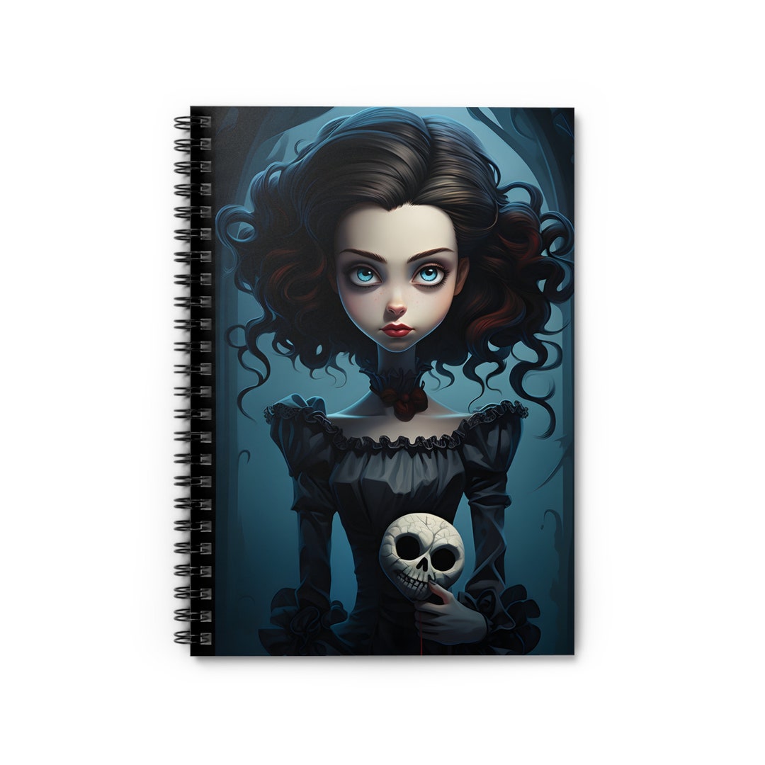 Gothic Spooky Girl Halloween Notebook, Haunted Halloween Spiral ...