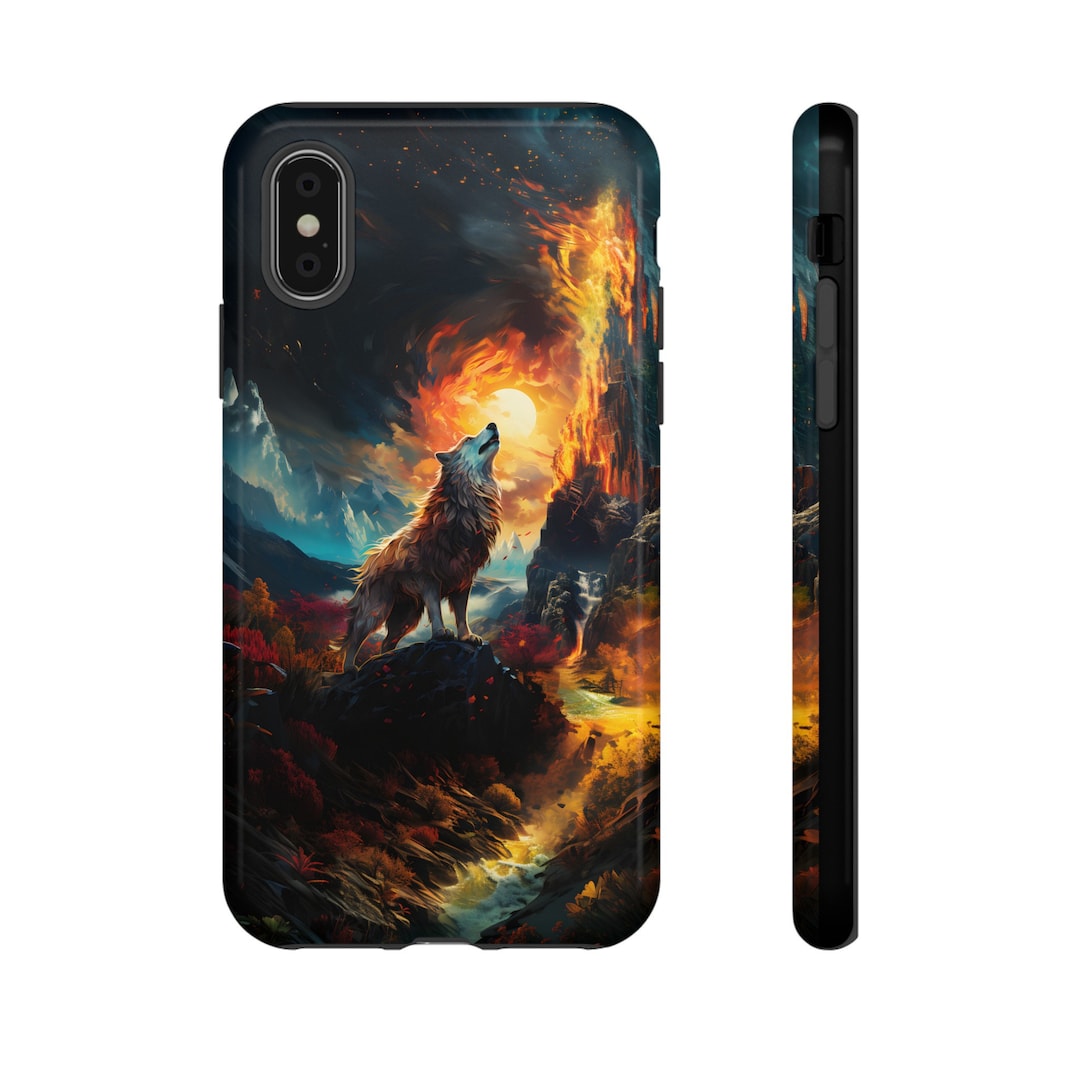 Howling Wolf Phone Case, Sunset Wolf Phone Cover iPhone Pro, Plus, Max ...