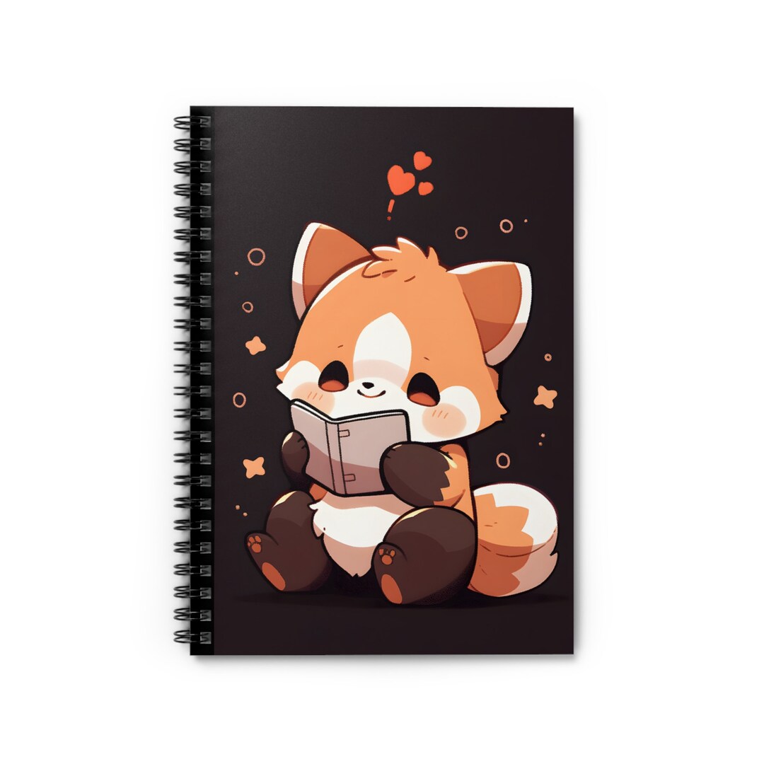 Cute Red Panda Reading Spiral Notebook, Kawaii Panda Daily Journal ...