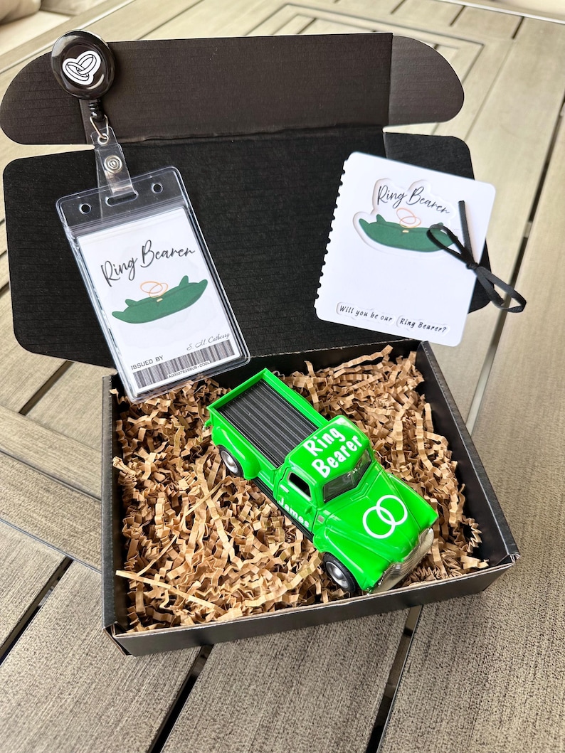 Customized, Ring Bearer Proposal Box, Ring Bearer Gift Set, Green ...