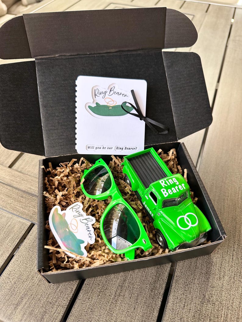 Customized, Ring Bearer Proposal Box, Ring Bearer Gift Set, Green ...