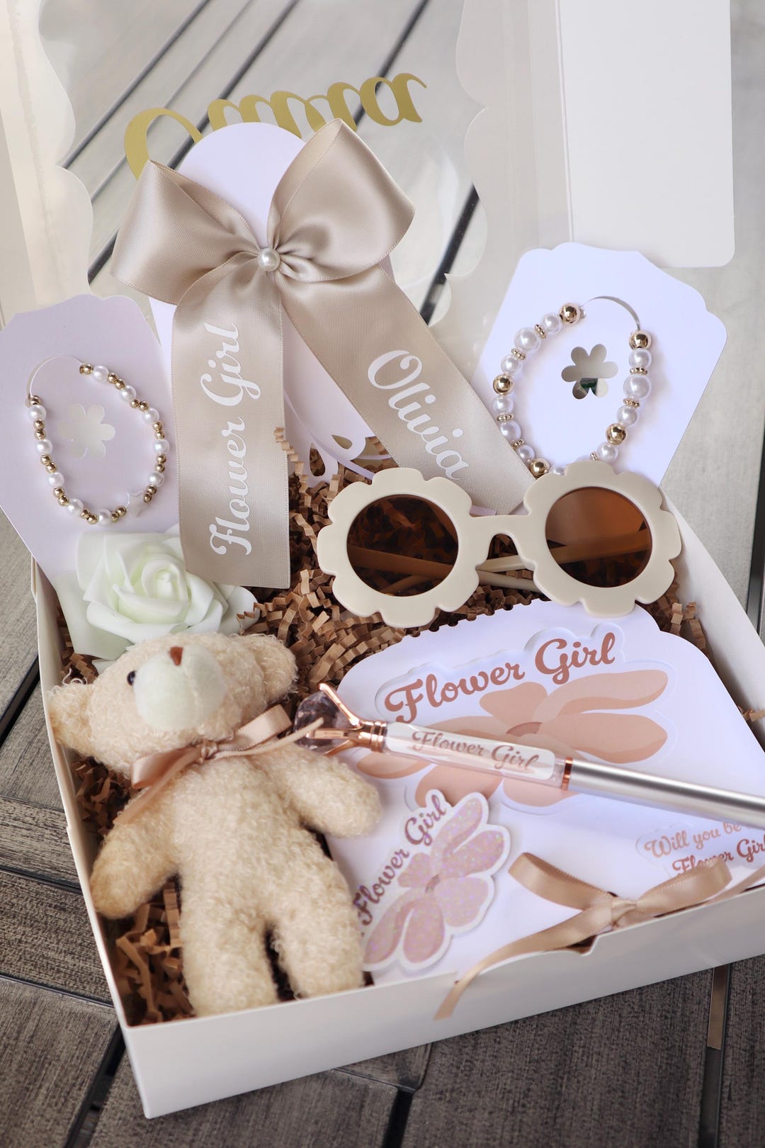 Flower Girl Proposal Box, Champagne Wedding, Flower Girl Bag, Flower ...