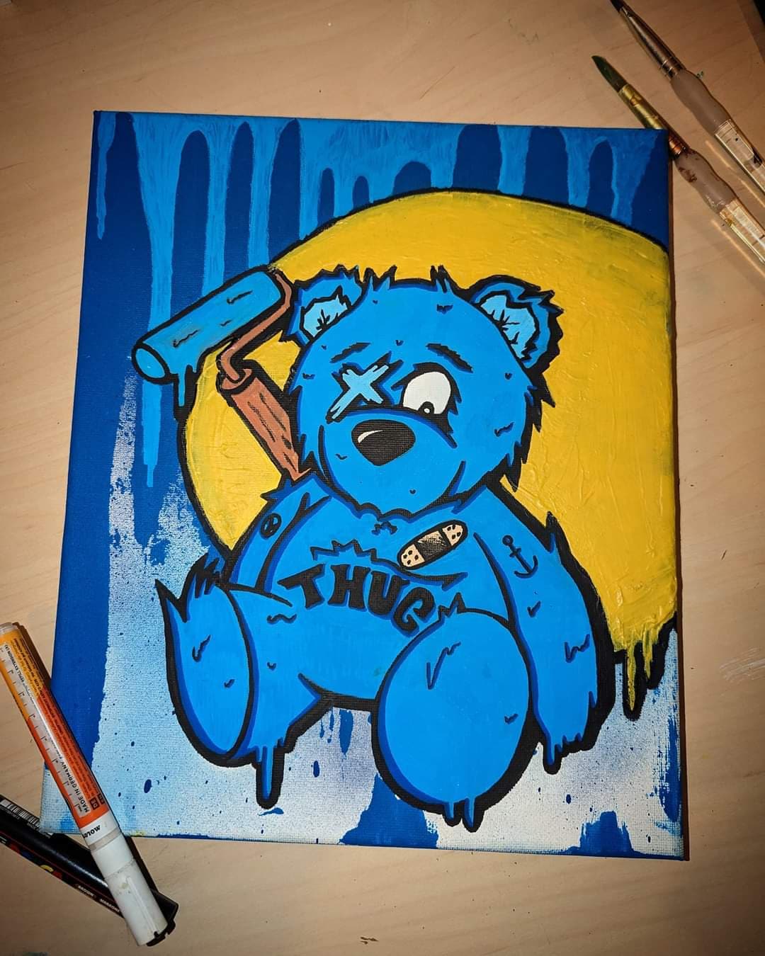 Graffiti / Street Art, A4 Thug Teddy Asuek Original Canvas. - Etsy
