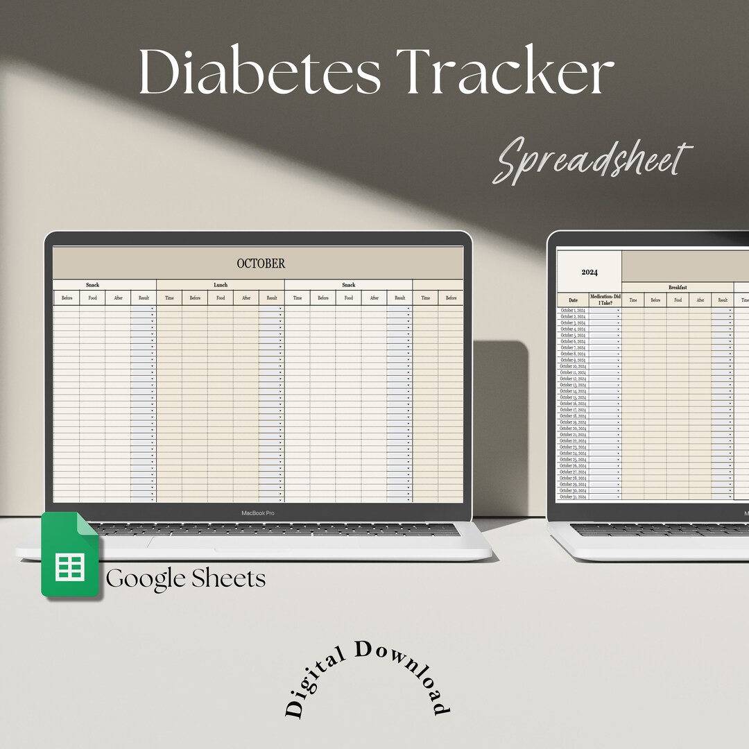 Diabetes Tracker Google Sheets, Digital Blood Sugar Spreadsheet ...