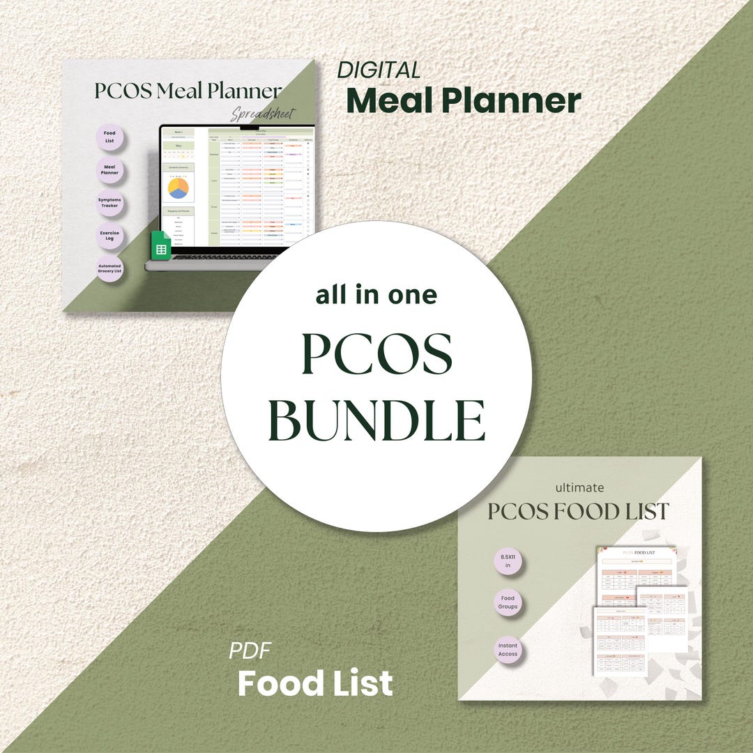 PCOS Diet Food List and Exercise Log Google Sheets, Weight Loss Meal ...