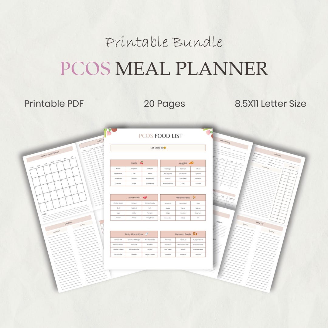 PCOS Printable Meal Planner, PCOS Diet Food Plan, Hormone Health Guide ...