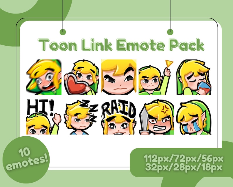 Toon Link Emotes for Twitch or Discord 10 Pack - Etsy