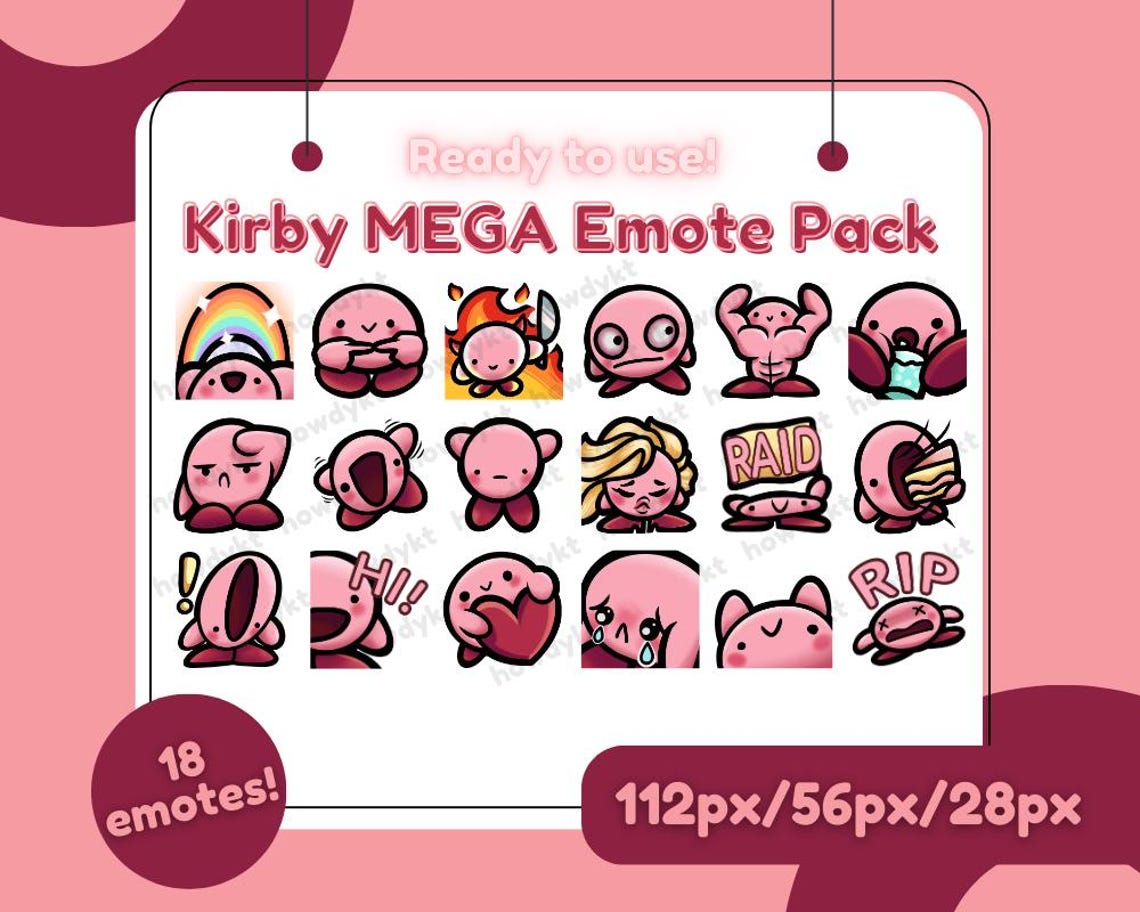 Kirby MEGA Emote Pack for Twitch or Discord 18 Pack - Etsy