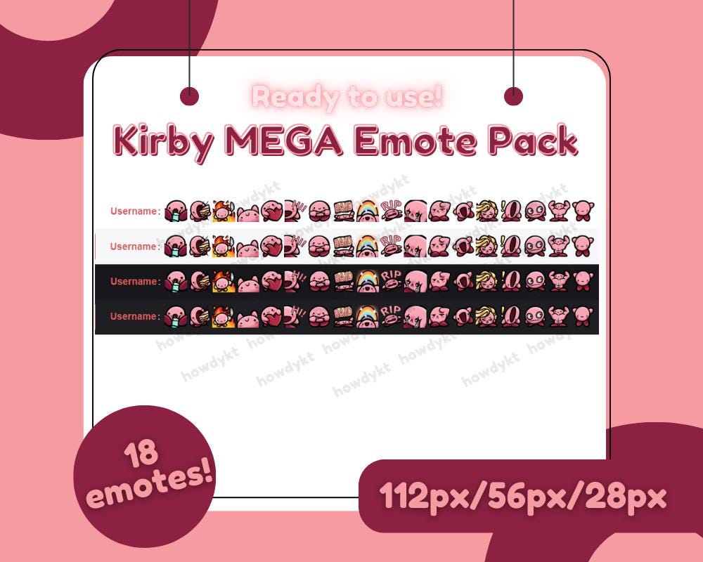 Kirby MEGA Emote Pack for Twitch or Discord 18 Pack - Etsy